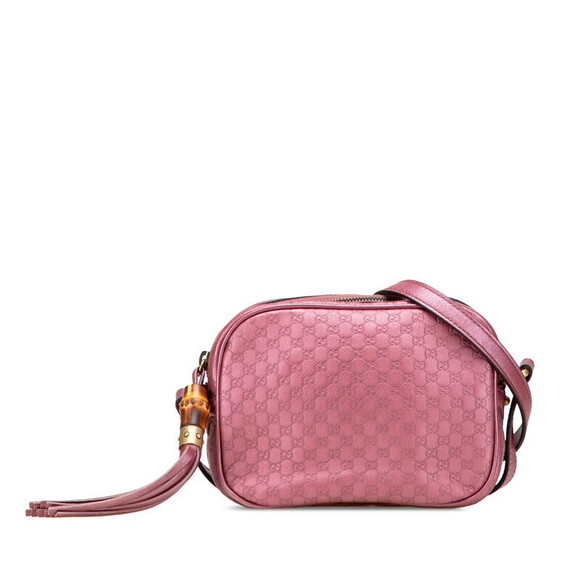 Gucci | Bags | Gucci Guccissima Bamboo Shoulder Bag Pink Leather | Poshmark